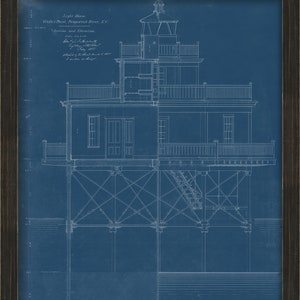 WADES POINT LIGHTHOUSE, Pasquotank River, North Carolina - Blueprint Drawing and Plan of the ...
