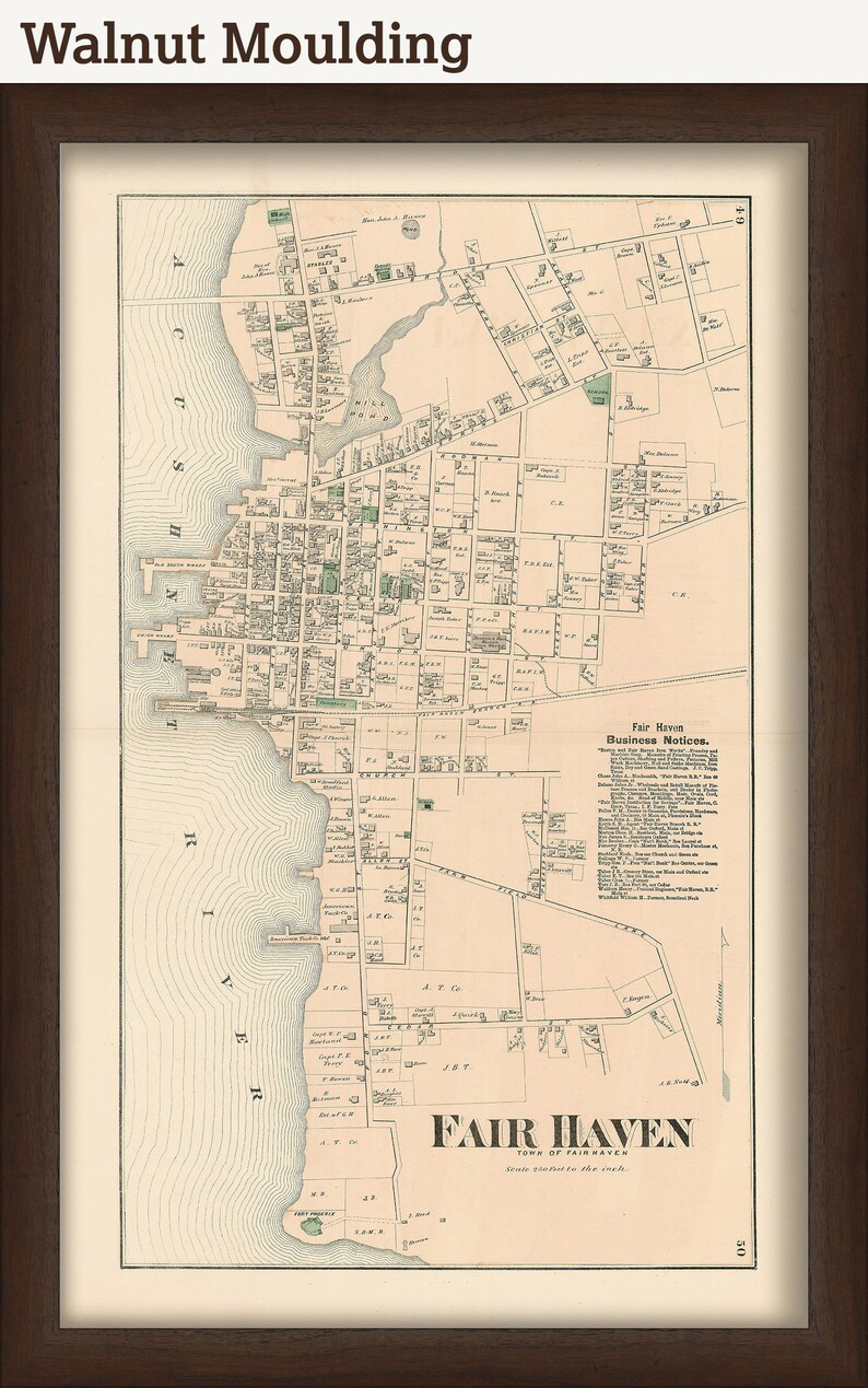 FAIRHAVEN Massachusetts 1871 Map Replica or GENUINE | Etsy