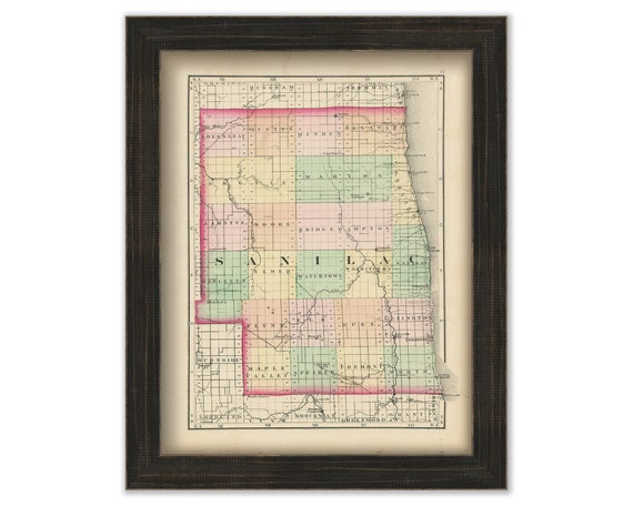 SANILAC COUNTY Michigan 1873 Map Replica or Genuine | Etsy