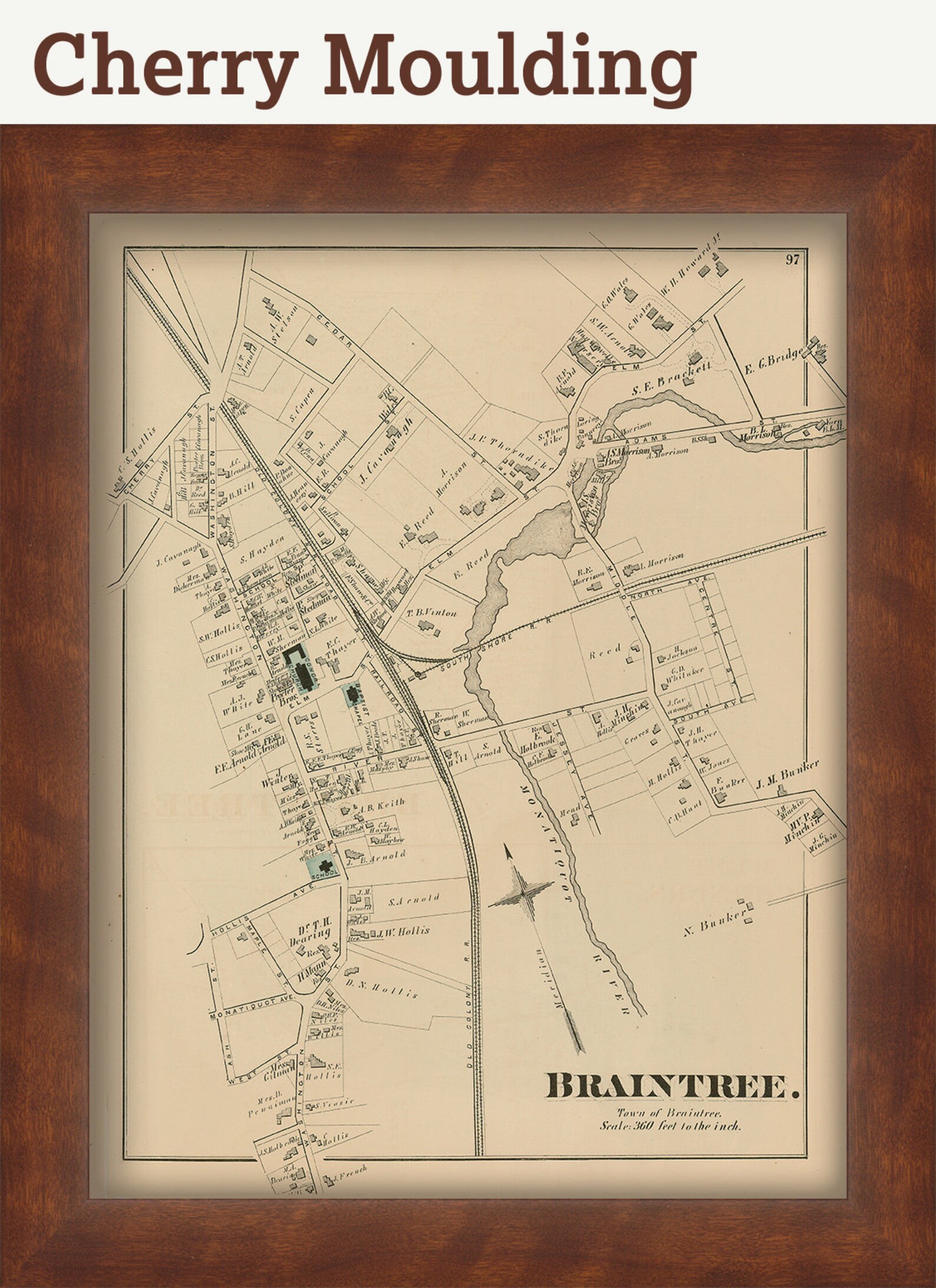 Village of BRAINTREE Massachusetts 1876 Map Replica or - Etsy UK