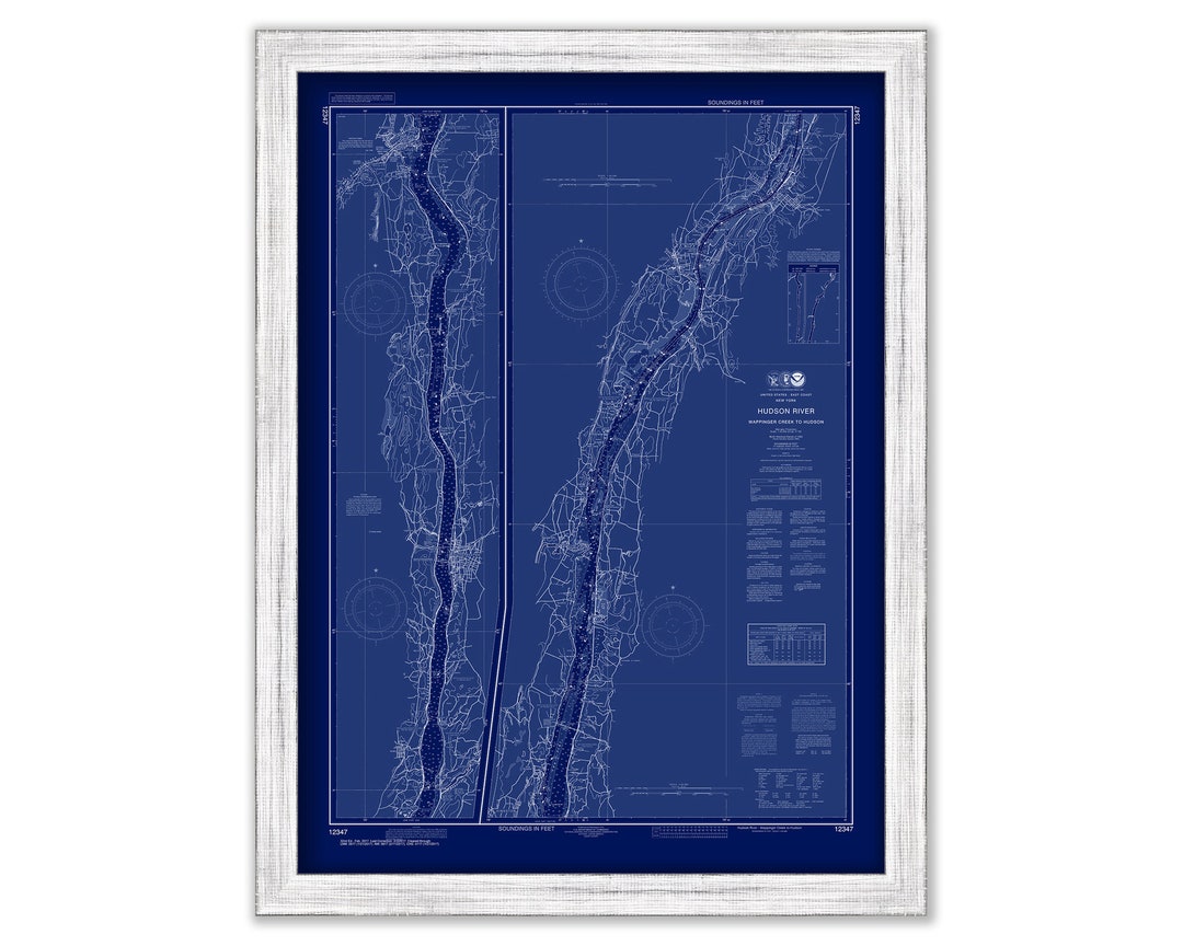 HUDSON RIVER, New York - 2017 Nautical Chart Blueprint - Etsy