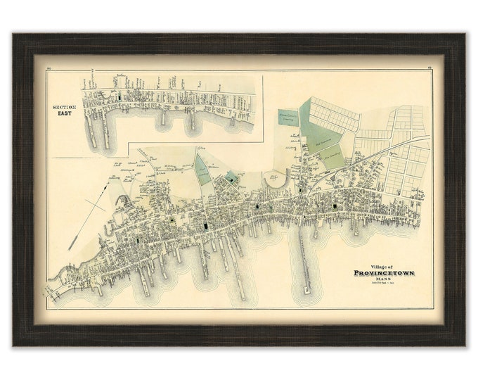 1908 Provincetown Harbor Cape Cod Original Antique Map Showing Truro ...