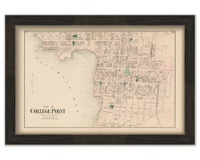 College Point Flushing New York 1873 Map Replica and - Etsy