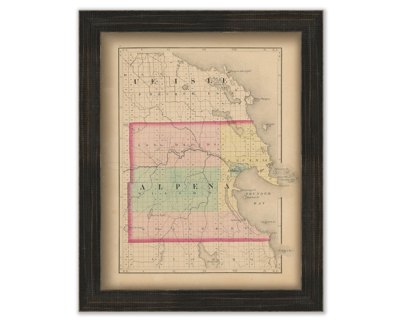 ALPENA COUNTY Michigan 1873 Map Replica or Genuine ORIGINAL | Etsy