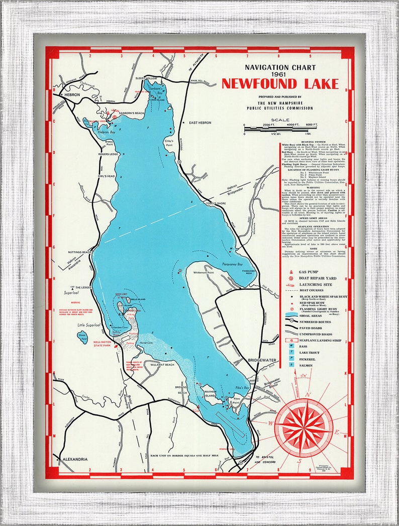 NEWFOUND LAKE, New Hampshire 1961 Nautical Chart - Etsy