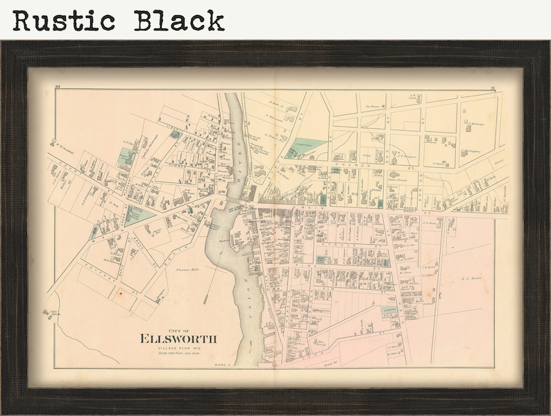 ELLSWORTH Maine 1881 Map Replica or Genuine ORIGINAL | Etsy