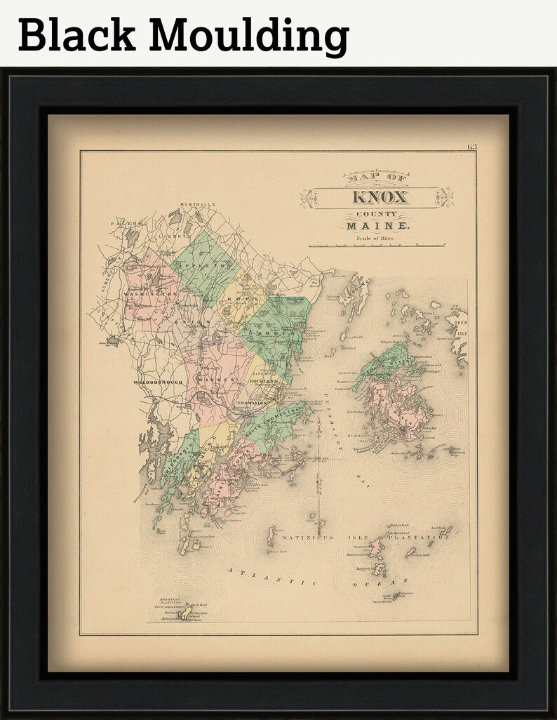 KNOX County Maine 1890 Map Replica or GENUINE ORIGINAL - Etsy
