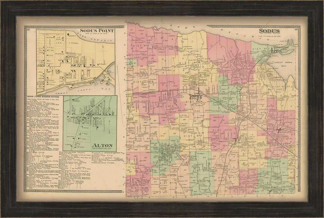 Town of SODUS, New York 1874 Map, Replica and GENUINE ORIGINAL - Etsy
