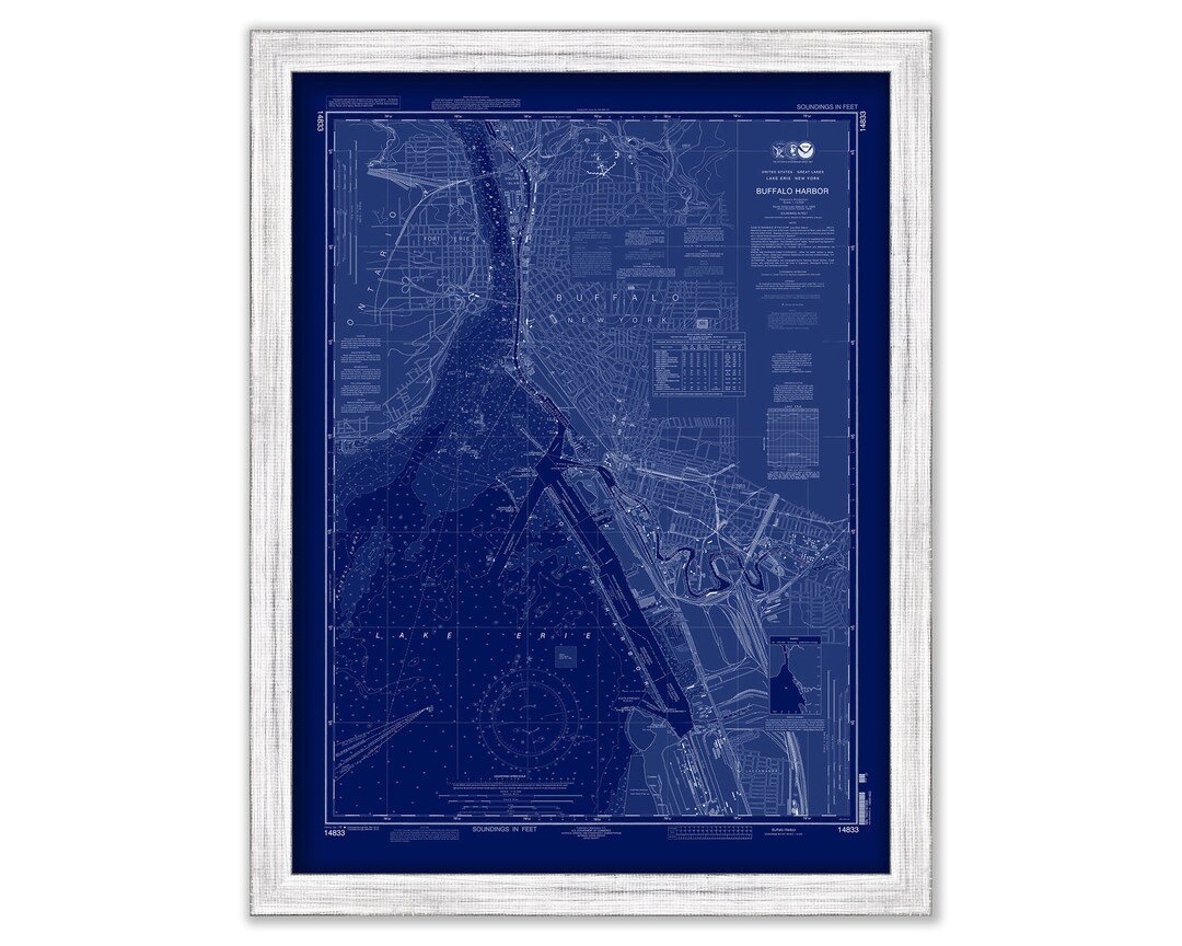BUFFALO HARBOR, New York - 2012 Nautical Chart Blueprint - Etsy