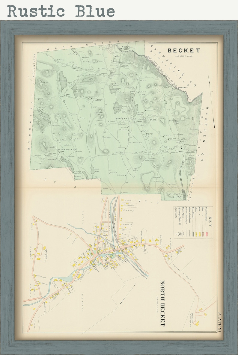 BECKET Massachusetts 1904 Map Replica or Genuine ORIGINAL - Etsy