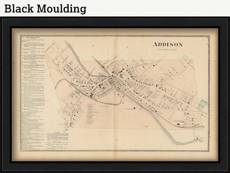 Village of ADDISON New York 1873 Map Replica or Genuine | Etsy