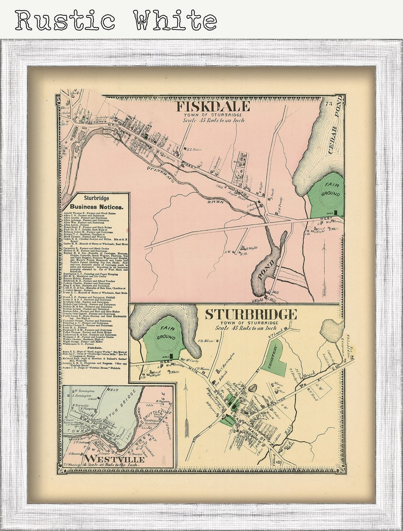 Village of STURBRIDGE Massachusetts 1870 Map - Etsy