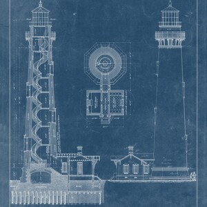 SAND ISLAND LIGHTHOUSE, Alabama - Blueprint Drawing and Plan of the ...