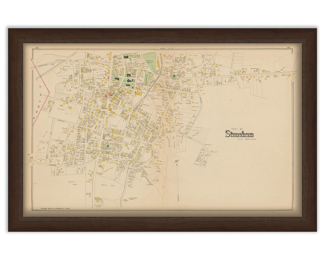 STONEHAM, Massachusetts 1889 Map - Replica or Genuine ORIGINAL - Etsy
