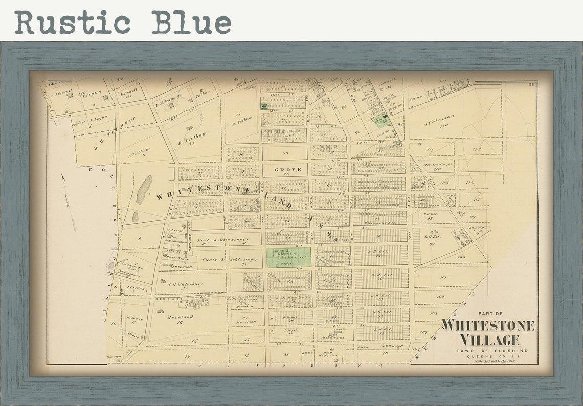 Whitestone Village Flushing New York 1873 Map Replica and | Etsy