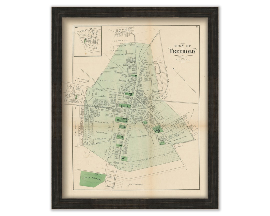 Town of FREEHOLD, New Jersey 1873 Map - Replica or Genuine ORIGINAL - Etsy