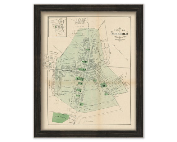 Town of FREEHOLD New Jersey 1873 Map Replica or Genuine - Etsy