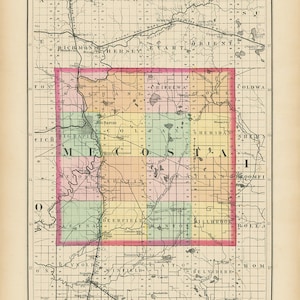 MECOSTA COUNTY, Michigan 1873 Map - Replica or Genuine Original - Etsy