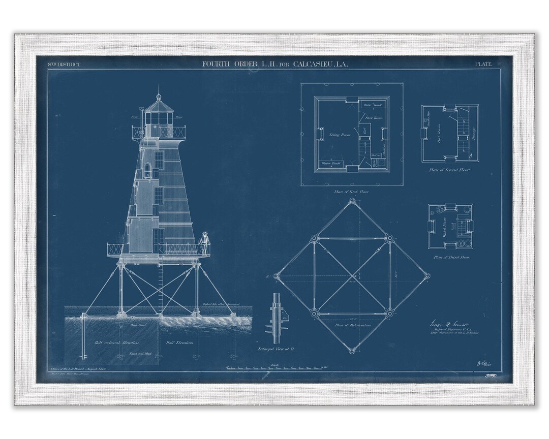 CALCASIEU PASS LIGHTHOUSE, Louisiana - Blueprint Drawing and Plan of ...