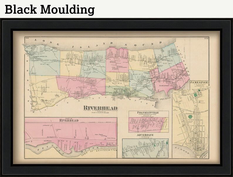 Riverhead, New York 1873 Map, Replica and GENUINE ORIGINAL - Etsy