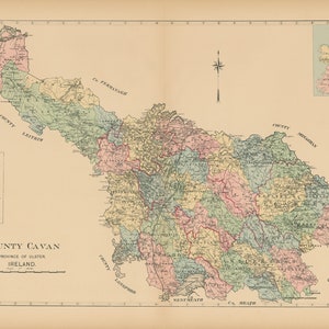 COUNTY CAVAN, Ireland 1901 Map - Replica or GENUINE Original - Etsy
