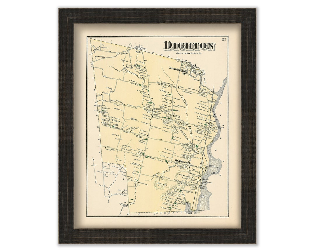 DIGHTON, Massachusetts 1871 Map - Replica or Genuine ORIGINAL - Etsy