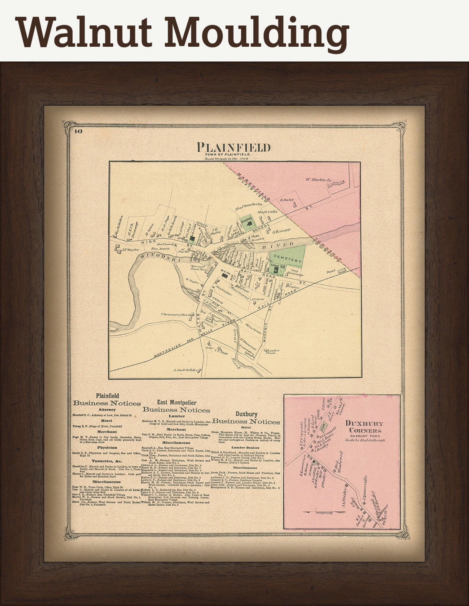 Village of PLAINFIELD Vermont 1873 Map - Etsy