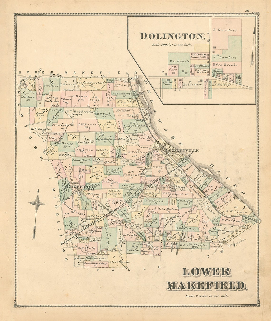 LOWER MAKEFIELD Pennsylvania 1876 Map - Etsy