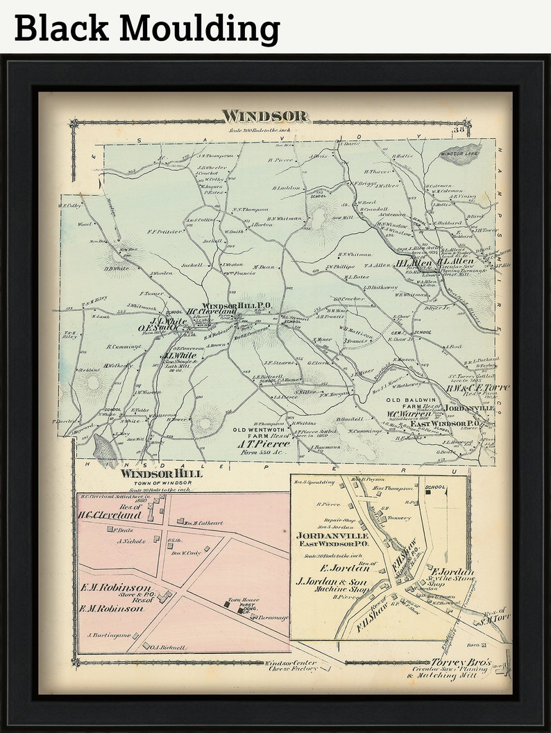 Town of Windsor, Massachusetts 1876 Map-colored Reproduction - Etsy