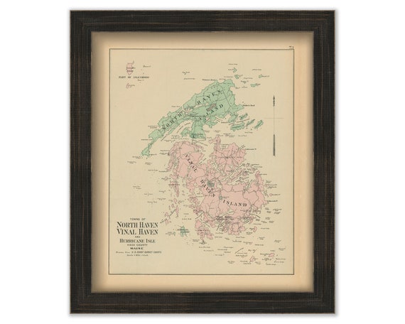 North Haven and Vinal Haven Islands Maine 1890 Map Replica | Etsy