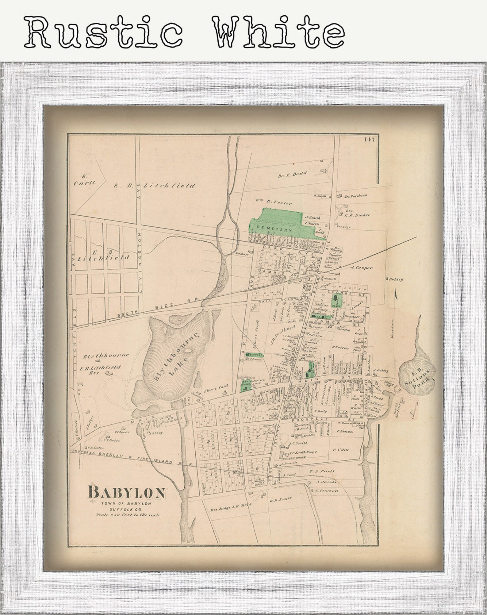 Babylon Village, New York 1873 Map, Replica and GENUINE ORIGINAL - Etsy