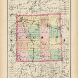 INGHAM COUNTY, Michigan 1873 Map - Replica or Genuine Original - Etsy