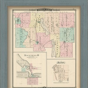 GREEN LAKE COUNTY, Wisconsin 1878 Map, Replica or Genuine Original - Etsy