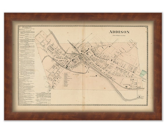 Village of ADDISON New York 1873 Map Replica or Genuine | Etsy
