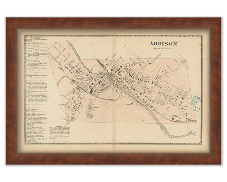 Village of ADDISON, New York 1873 Map, Replica or Genuine ORIGINAL - Etsy