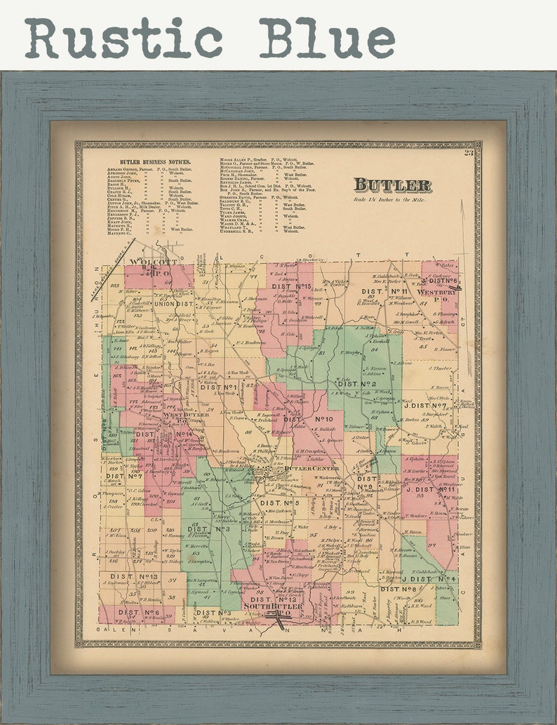 Town of BUTLER, New York 1874 Map, Replica and GENUINE ORIGINAL - Etsy
