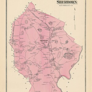 SHERBORN, Massachusetts 1875 Map - Replica or Genuine ORIGINAL - Etsy
