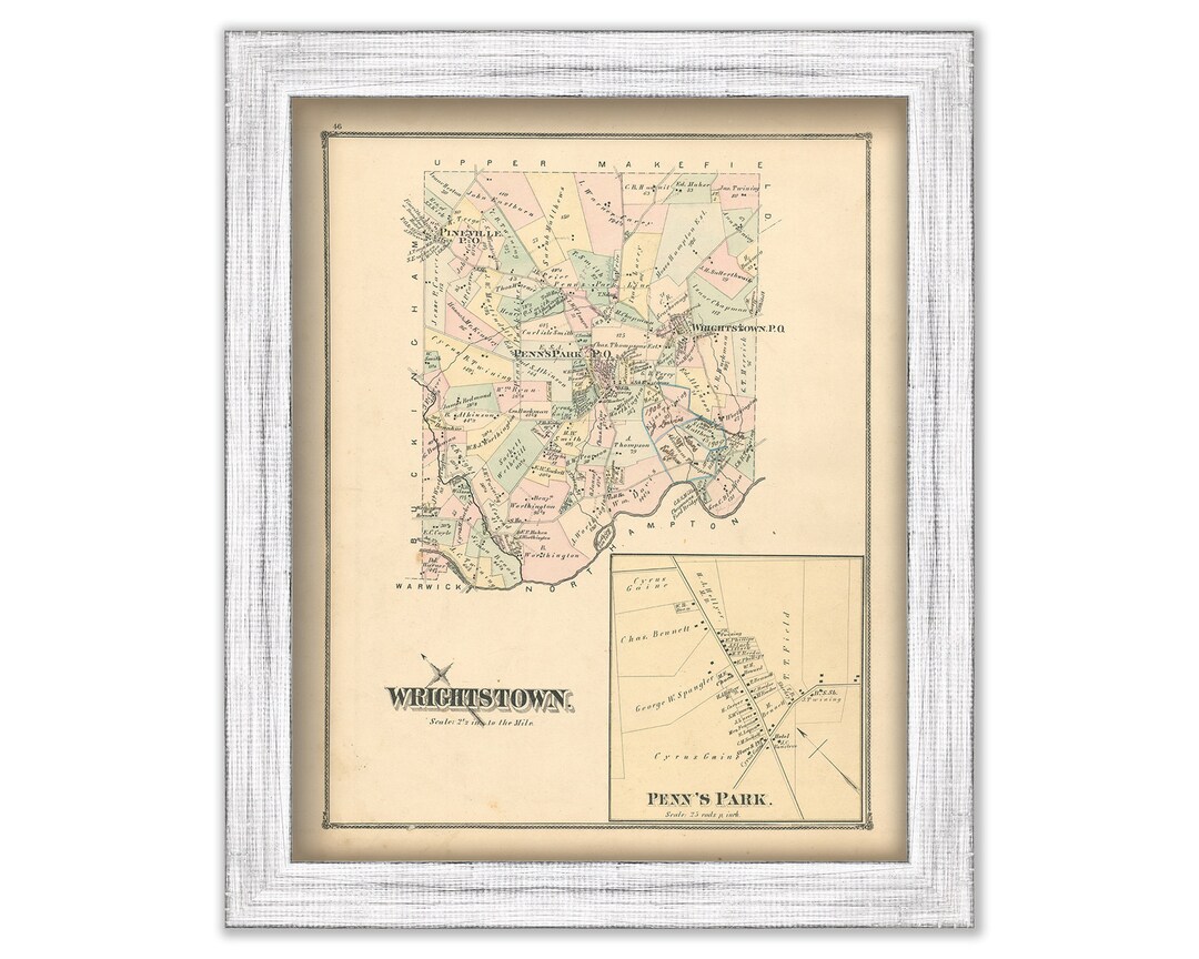 WRIGHTSTOWN, Pennsylvania - 1876 Map - Etsy