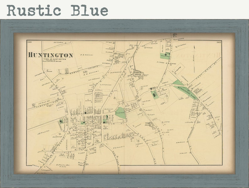 Huntington Village New York 1873 Map Replica and GENUINE - Etsy