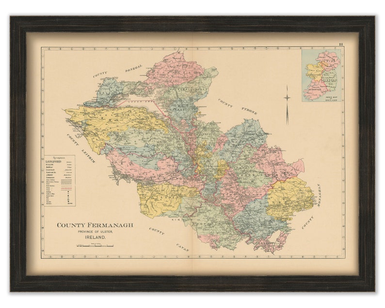 COUNTY FERMANAGH Ireland 1901 Map Replica or GENUINE - Etsy