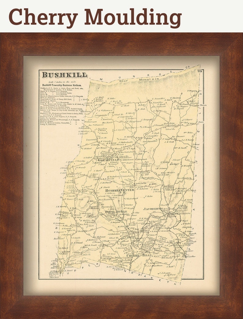BUSHKILL Pennsylvania 1872 Map Replica or Genuine Original | Etsy