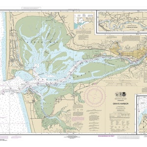 GRAYS HARBOR, Washington - 2017 Nautical Chart - Etsy