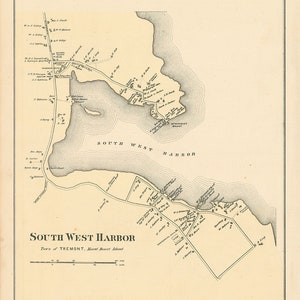 SOUTH WEST HARBOR, Maine 1881 Map, Replica or Genuine Original - Etsy