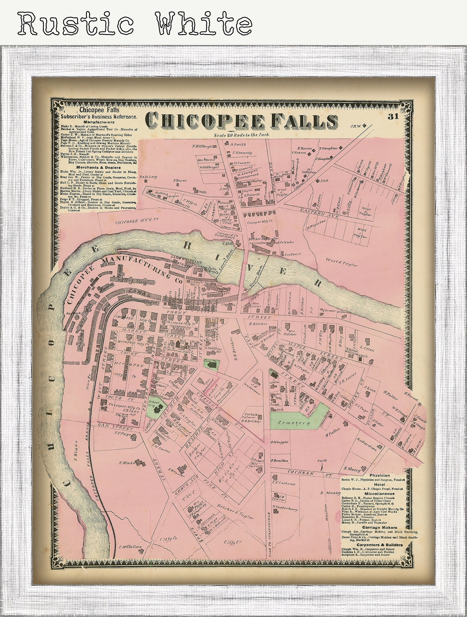 CHICOPEE FALLS, Massachusetts 1870 Map - Replica or Genuine ORIGINAL - Etsy