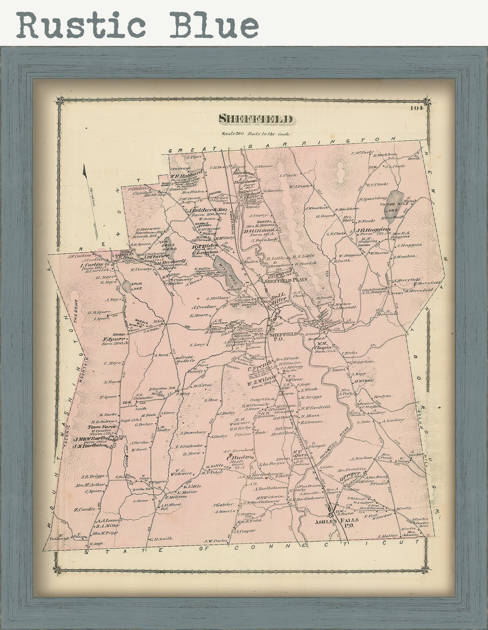SHEFFIELD Massachusetts 1871 Map Replica or Genuine | Etsy