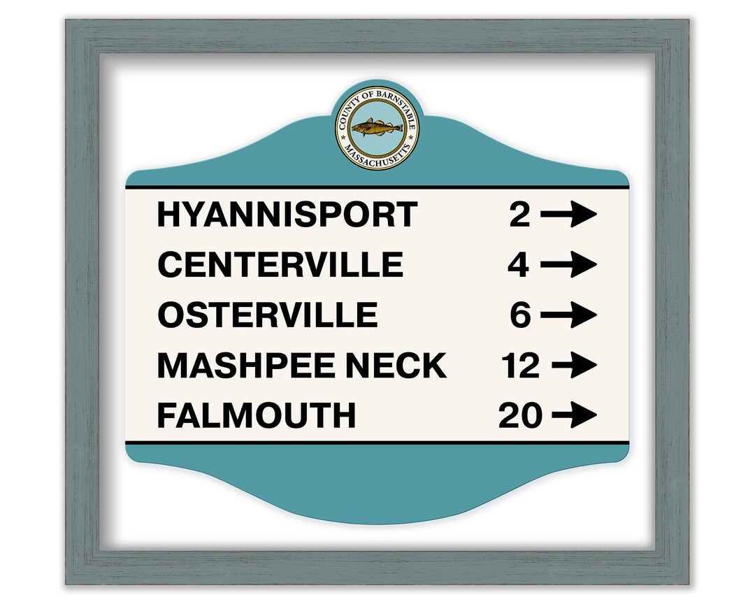CAPE COD Directional Sign on Art PAPER, Showing the Millage and ...