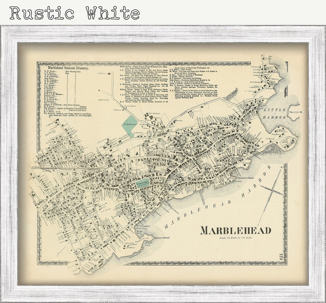 Village of MARBLEHEAD, Massachusetts 1872 Map - Replica or Genuine ...