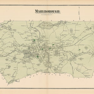 MARLBOROUGH, Massachusetts 1875 Map - Replica or Genuine ORIGINAL - Etsy