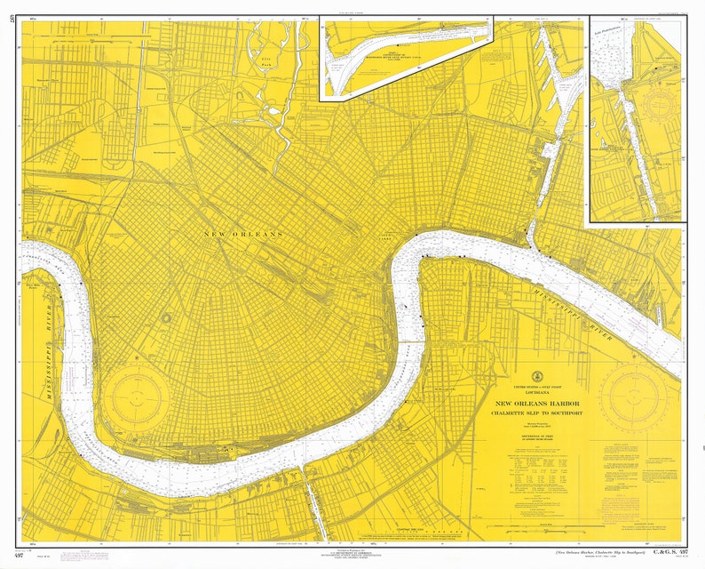 NEW ORLEANS, Louisiana - 1970 Nautical Chart - Etsy