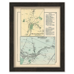 ASSONET, Massachusetts 1871 Map - Replica or GENUINE ORIGINAL - Etsy